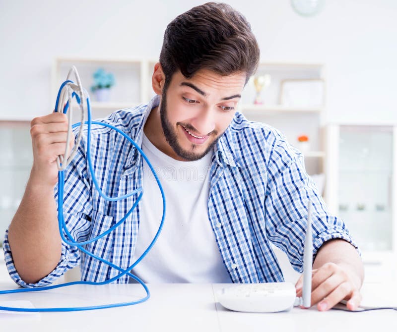 Man Enjoying Fast Internet Connection Stock Photo - Image of chatting ...