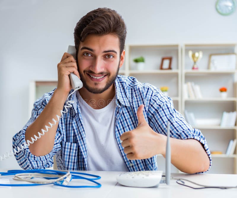 Man Enjoying Fast Internet Connection Stock Image - Image of fixing ...