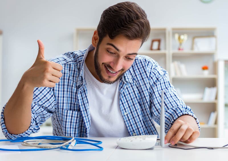 Man Enjoying Fast Internet Connection Stock Image - Image of good ...