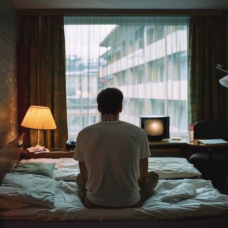 A Man Enjoying His Stay in a Luxurious Hotel Room Stock Illustration ...