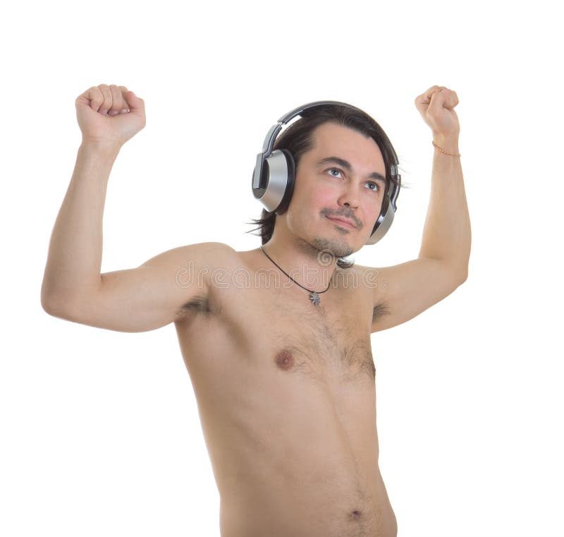 Man Enjoying Music in Headphones and Dancing Stock Photo - Image of ...