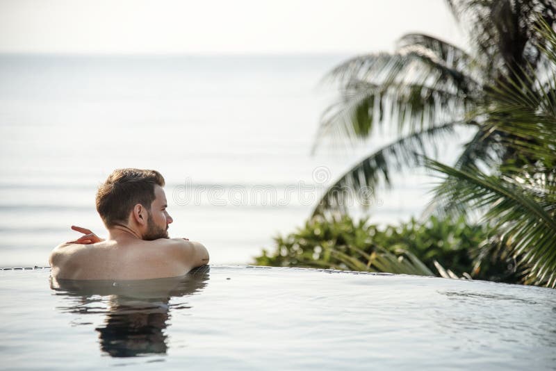 Boy Enjoying a Dip in the Pool Stock Image - Image of relax, sport ...