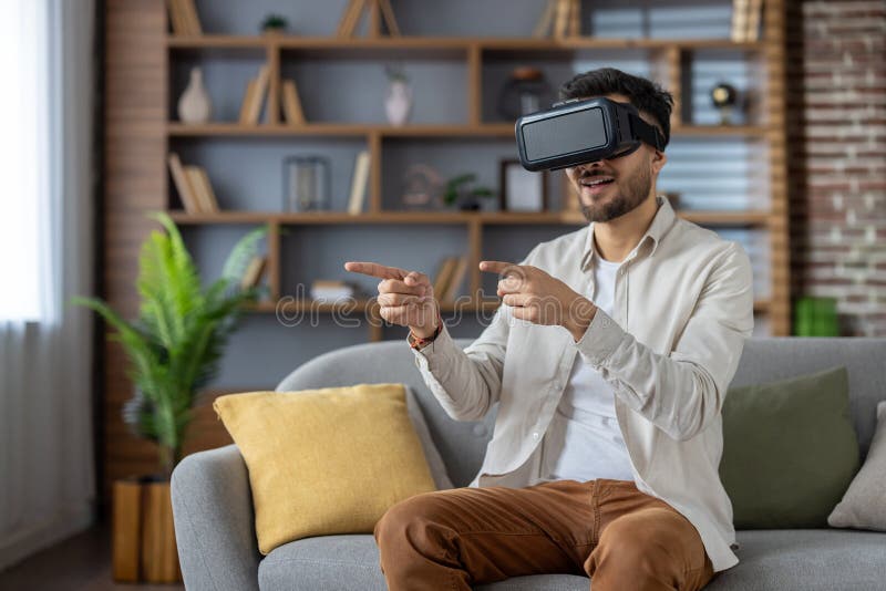 Man Using Vr Headset Cozy Setting Stock Photos - Free & Royalty-Free ...