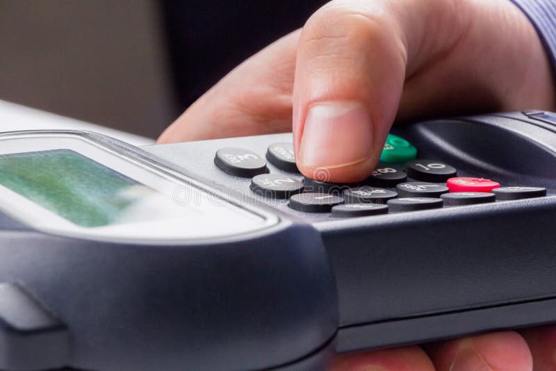 Man Entering His Pin on Terminal Stock Image - Image of credit, hand ...