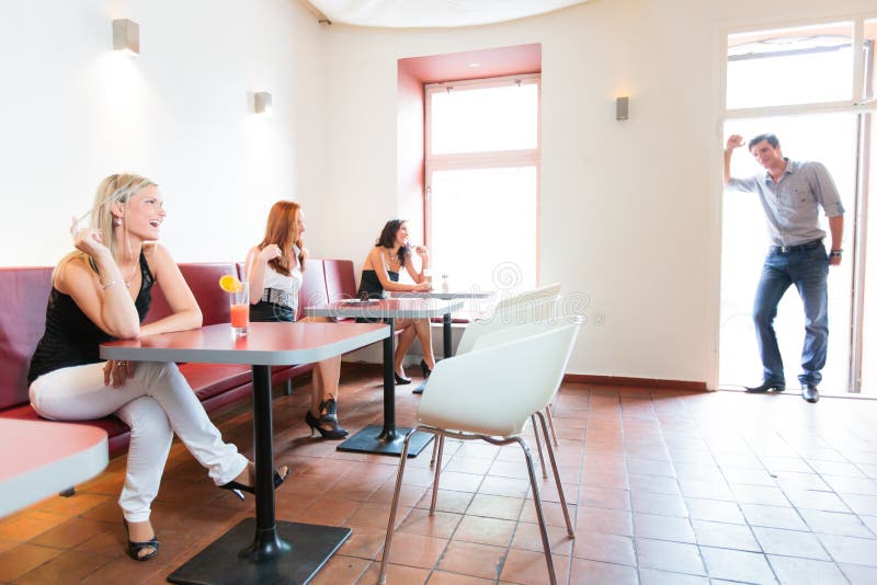 Three Beautiful Girls in Restaurant Stock Photo - Image of caucasian ...