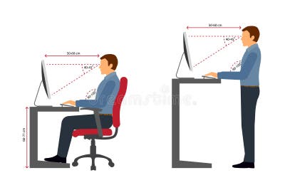 Man Ergonomics at Workplace Stock Illustration - Illustration of office ...