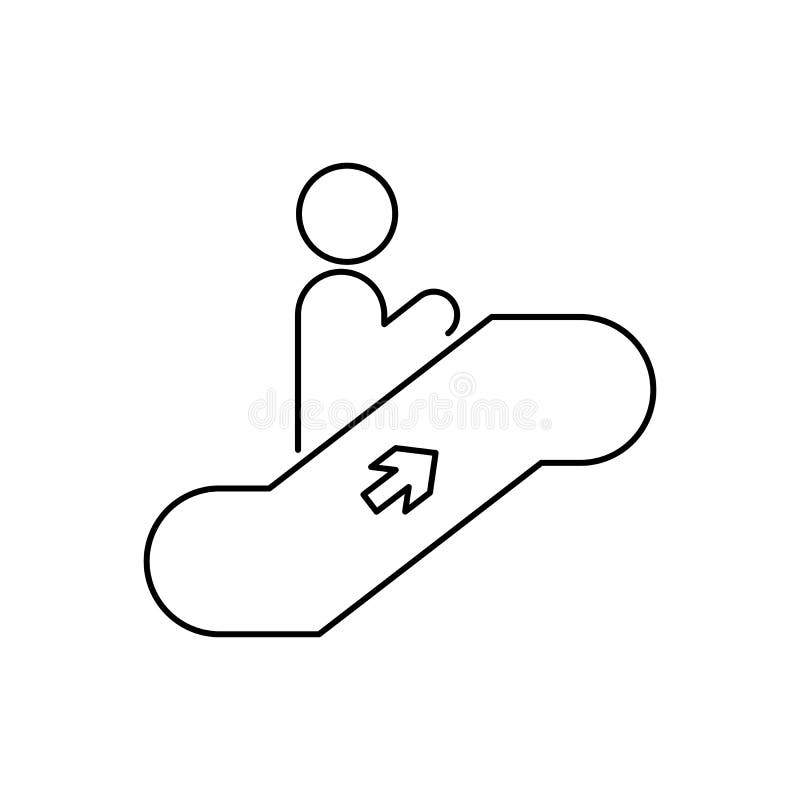 Man on Escalator Going Up Vector Icon Stock Vector - Illustration of ...