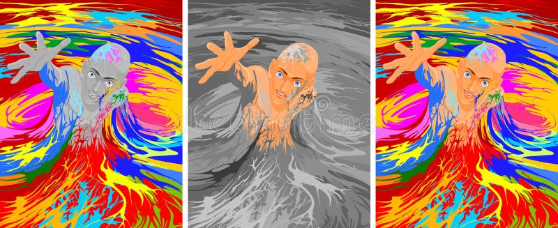 Man Escapes from the Gray Mass Stock Vector - Illustration of race ...