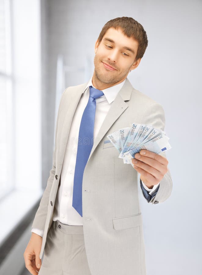 Man with euro cash money stock photo. Image of achievement - 38347418