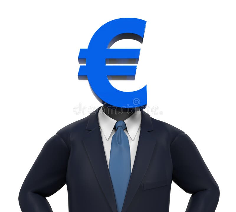 Man with Euro Symbol Head stock illustration. Illustration of earnings ...