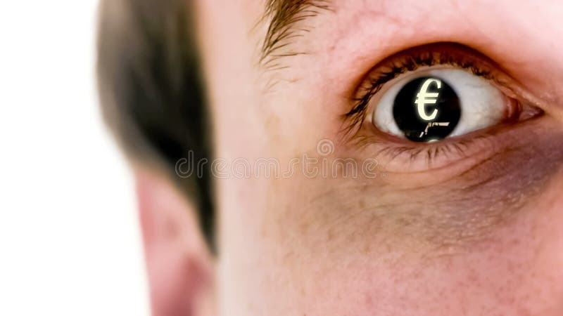 Man with Euro Symbol in His Eye in Slow Motion Stock Video - Video of ...