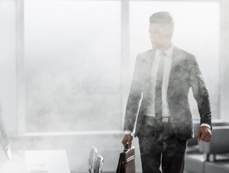 Man leaves the building stock photo. Image of fire, flame - 128826454