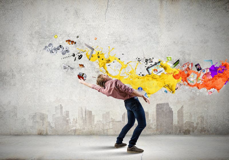 Man evading from items stock image. Image of fall, security - 43035385