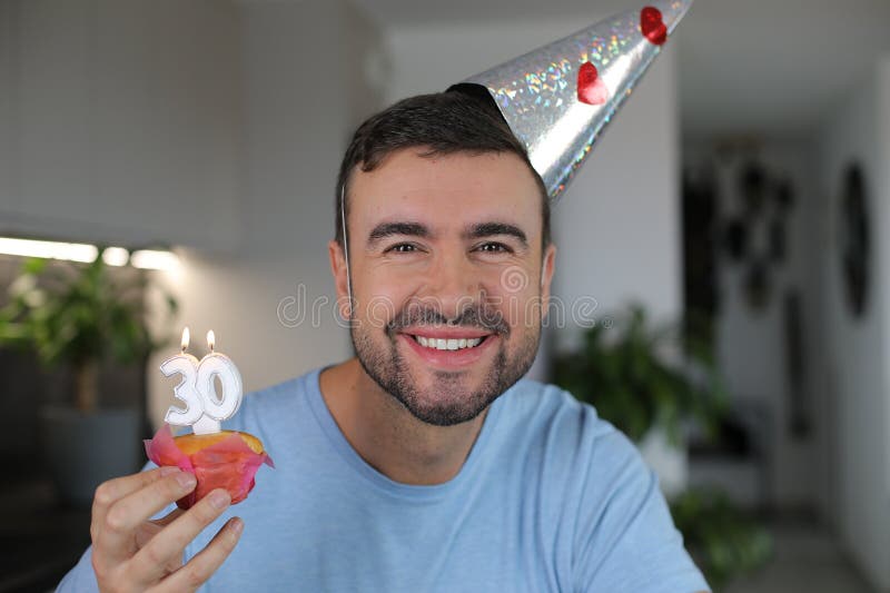 Man Excited To Turn 30 Years Old Stock Image - Image of face, drink ...