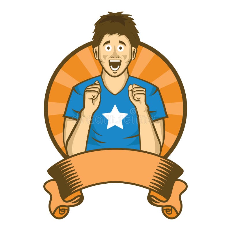 Man Excited Vintage Label. Vector Illustration Decorative Design Stock ...