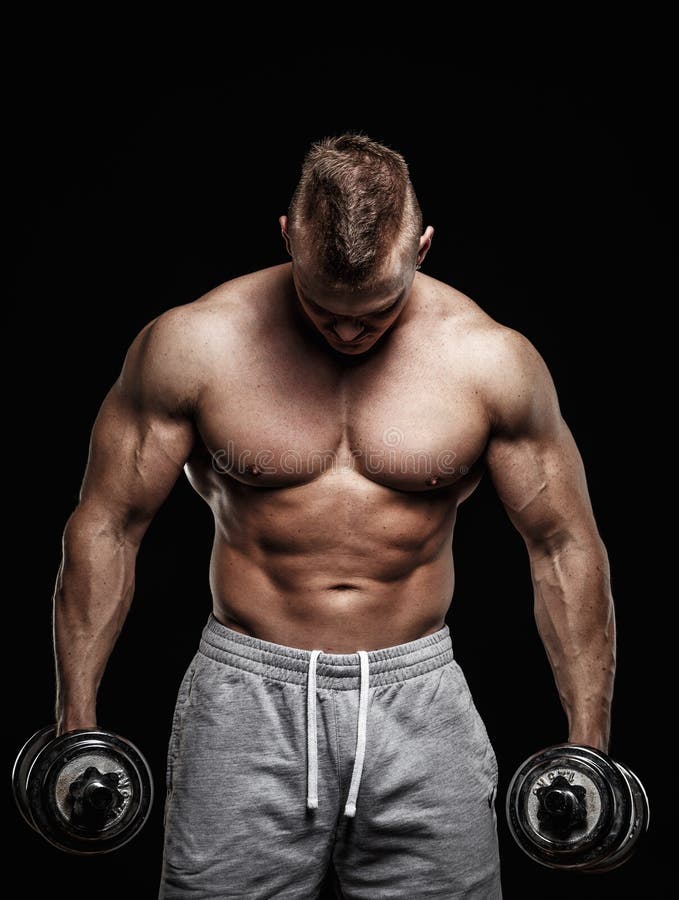 Man Exercising with Dumbbells Stock Image - Image of fitness, muscle ...