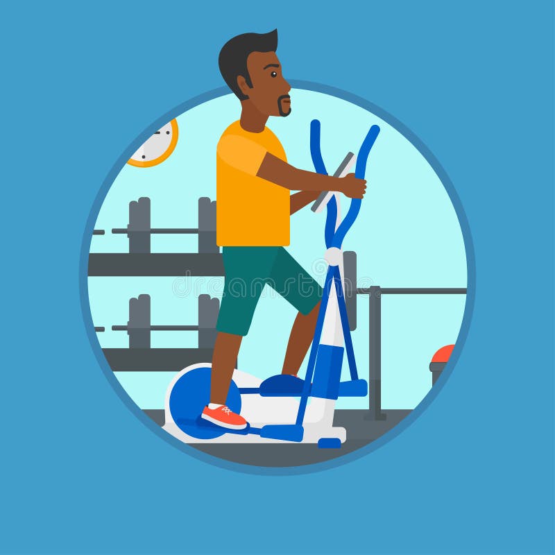 Man Exercising On Elliptical Machine Stock Vector - Illustration of ...