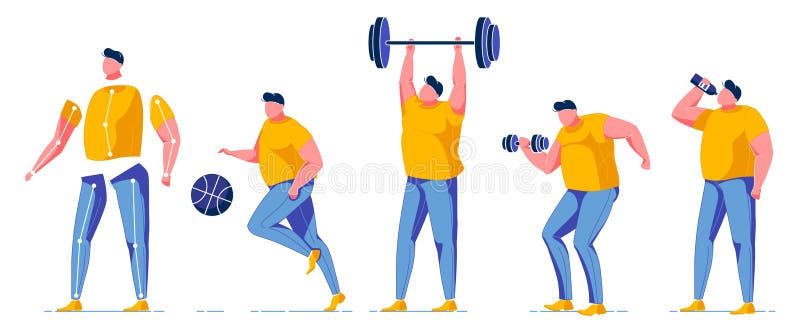 Man Exercising in Gym Constructor for Animation. Stock Vector ...