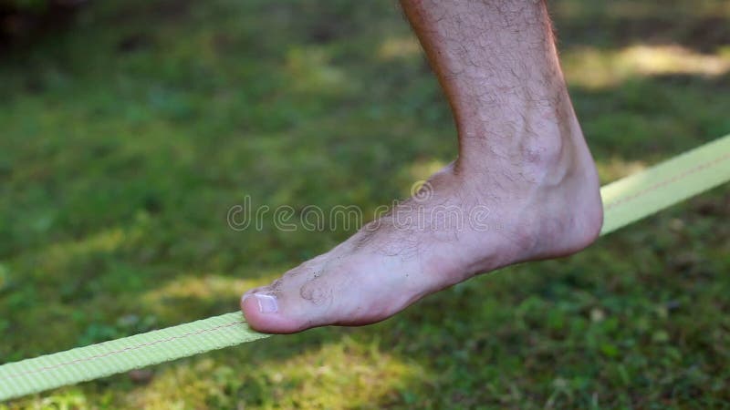 Man Experimenting Balance on a Rope Stock Video - Video of walking ...
