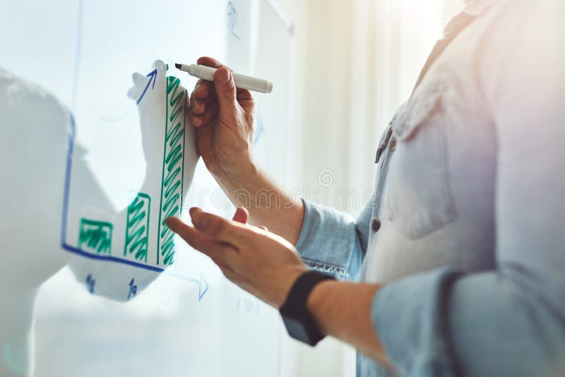 Man Explaining Chart with Marker in His Hand Stock Image - Image of ...