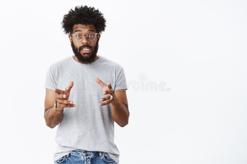 Man Explaining Point of View with Worried and Intense Look, Clenching ...