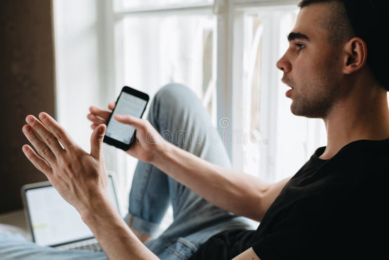 Boy Explaining To Old Man How To Use Cell Phone, Simple Technologies ...