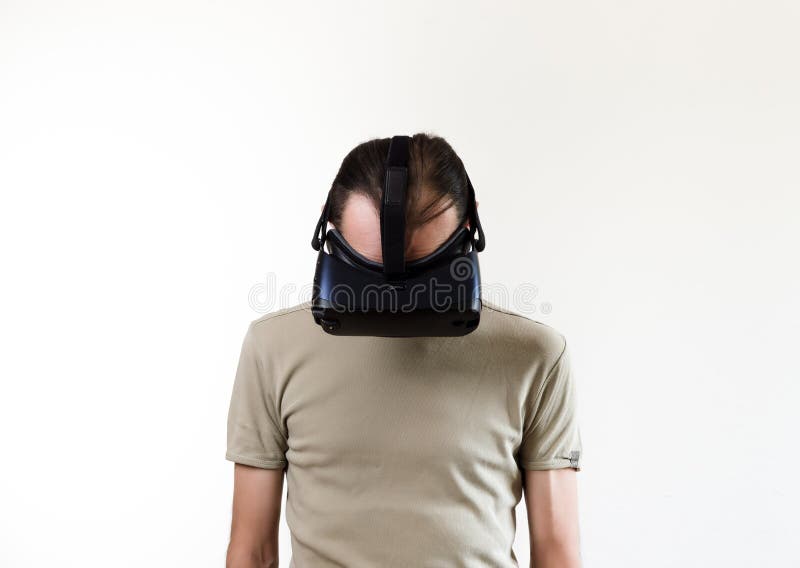 Man Exploring Modern Technology Virtual Reality with Head Mounted ... Man Exploring Modern Technology Virtual Reality with Head Mounted ...