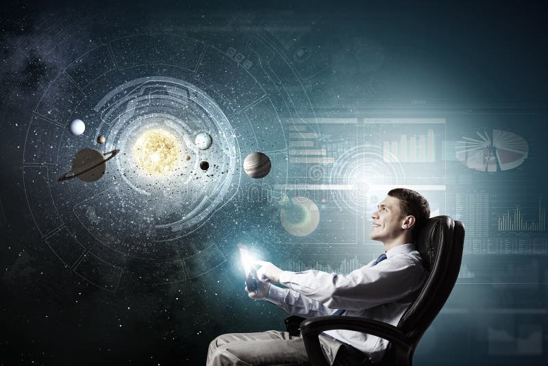 Man exploring space stock photo. Image of infinity, sphere - 56599310