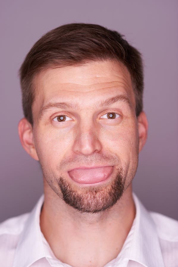 Man Expresses Different Emotions Stock Photo - Image of face, beard ...