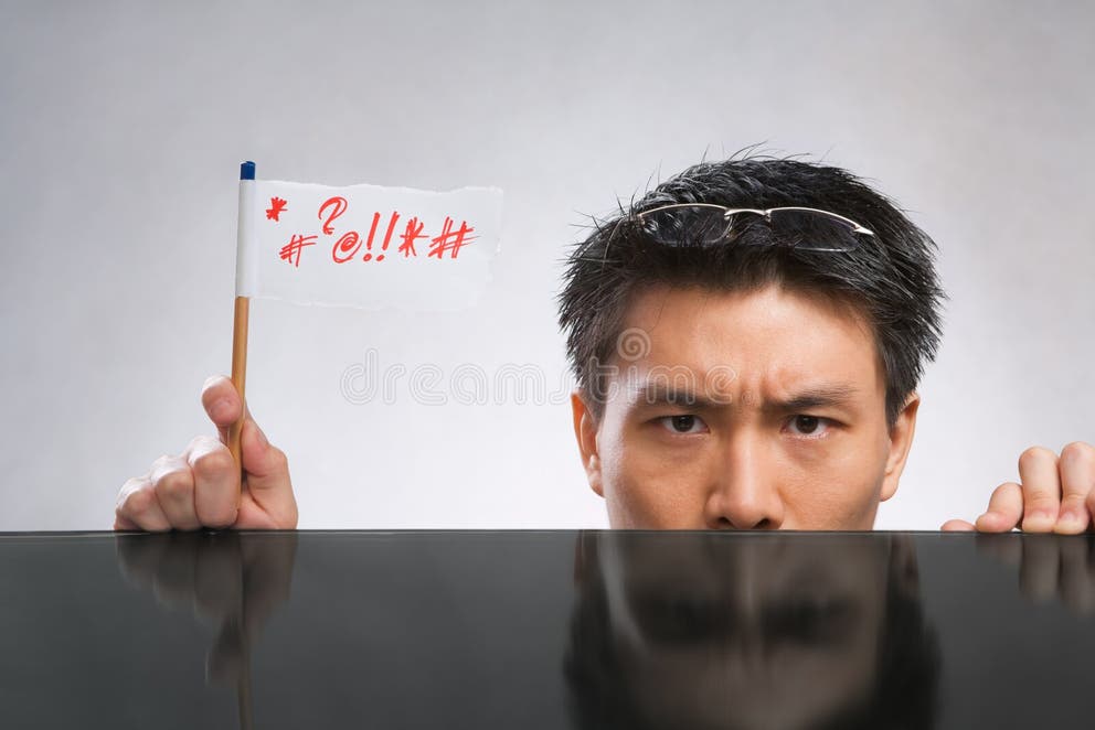 Man Expressing Her Angry with Flag Stock Photo - Image of face, gazing ...