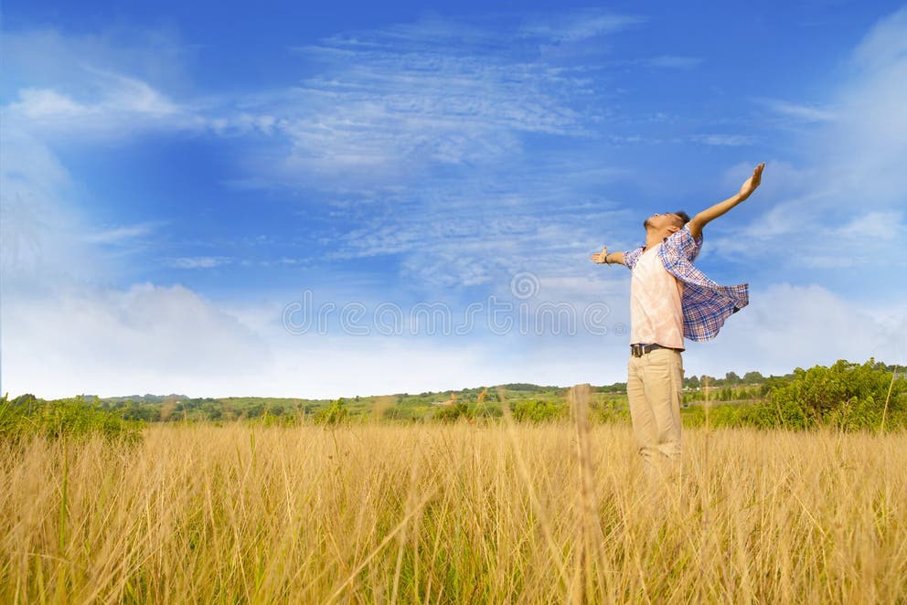 Man expressing his freedom stock image. Image of adult - 23712539