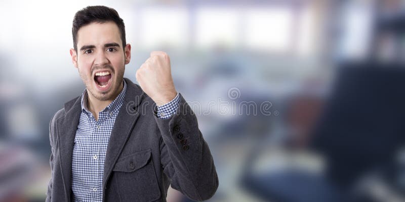 Man with Expression of Success Stock Image - Image of city, office ...