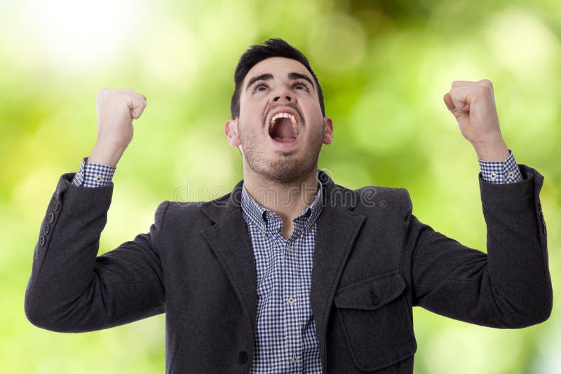 Man with Expression of Success Stock Image - Image of achieve ...