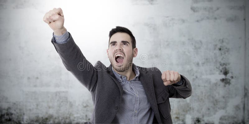 Man with Expression of Success Stock Image - Image of celebration, goal ...