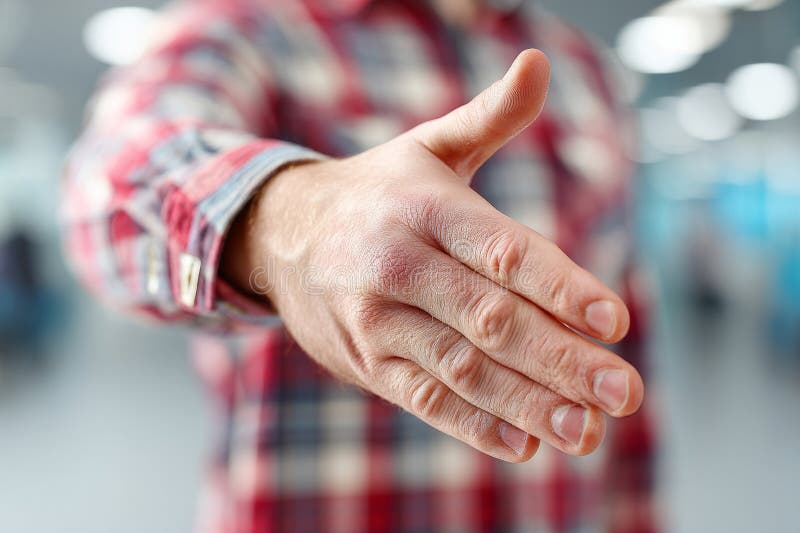 Man Extending Hand for Handshake at Meeting Stock Image - Image of ...