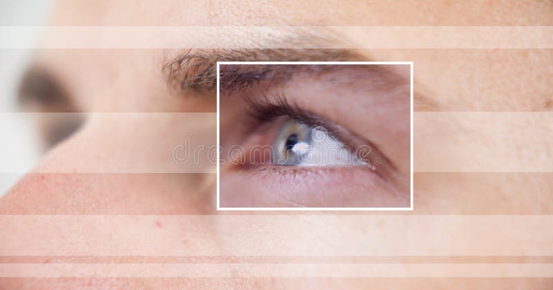 Man with Eye Focus Box Detail and Lines Stock Photo - Image of body ...
