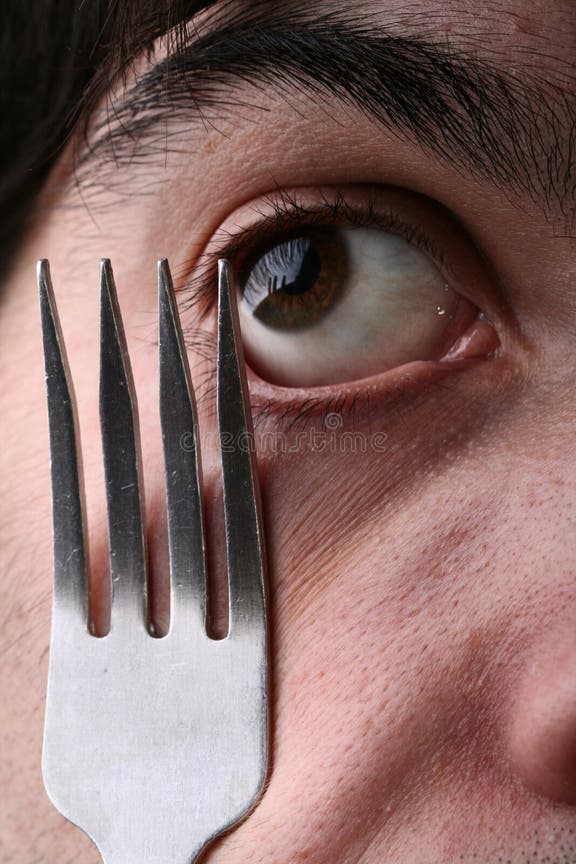 Man eye and fork stock image. Image of anger, looking - 4121791