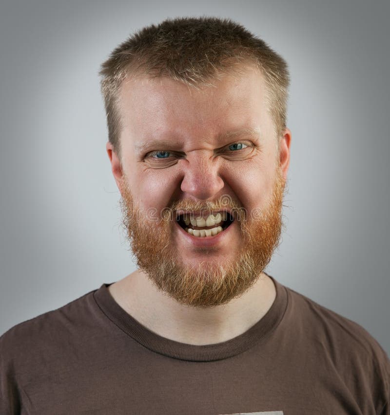 Man on the Face of Aggression Stock Image - Image of male, casual: 37868077