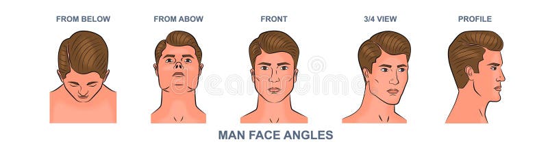 Man face angles set vector stock illustration. Illustration of ...