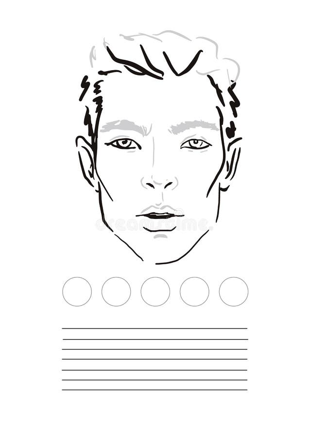 Man Face Chart Makeup Artist Blank. Template. Vector Illustration ...