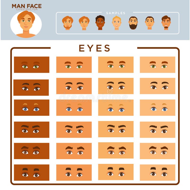 Man Face Constructor with Samples and Eyes Set Stock Vector ...
