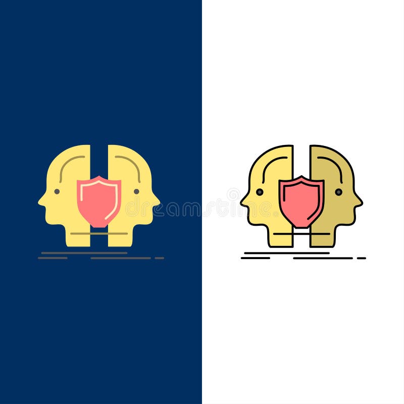 Man, Face, Dual, Identity, Shield Icons. Flat and Line Filled Icon Set ...