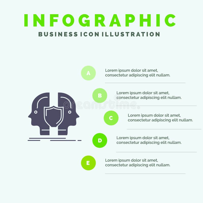 Man, Face, Dual, Identity, Shield Solid Icon Infographics 5 Steps ...