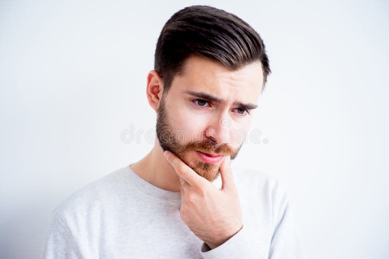 Man face expressions stock photo. Image of serious, isolated - 91674964