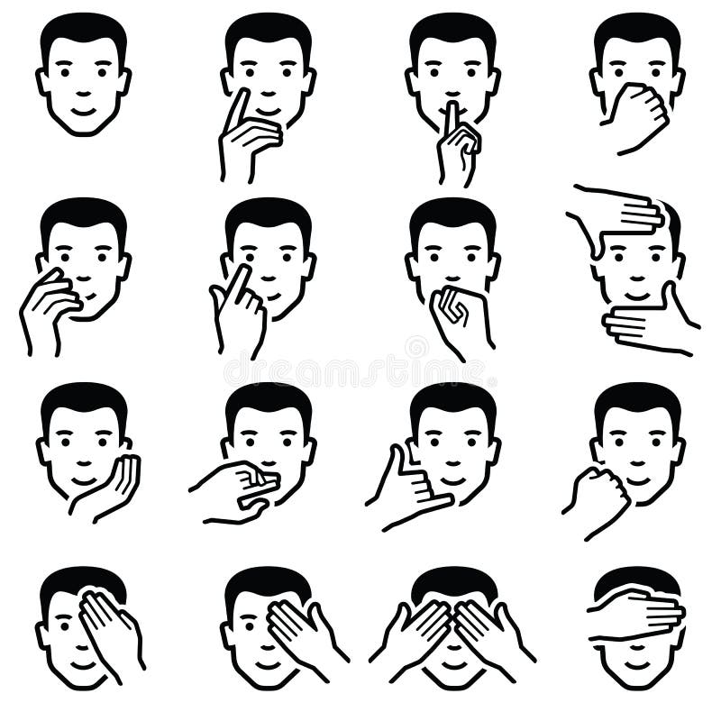 Man Face with Hand Emoticons Vector Illustration Stock Vector ...