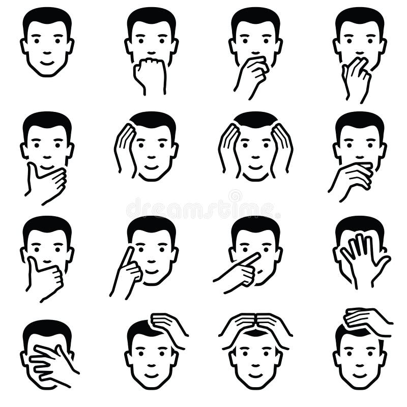 Man Place Hand on Head. Face Palm Gesture Stock Vector - Illustration ...