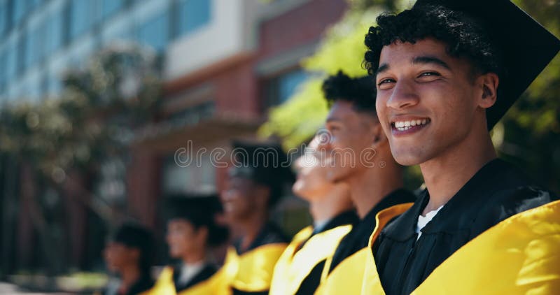 Man, Face and Happy at University for Graduation, Degree and Knowledge ...