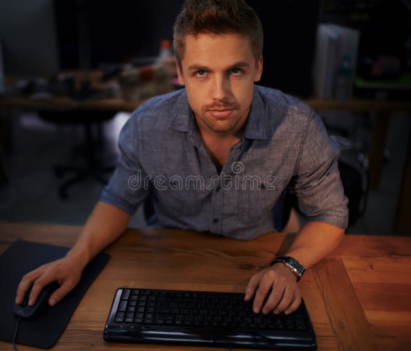 Man Face And Keyboard For Code Programmer And Information Technology