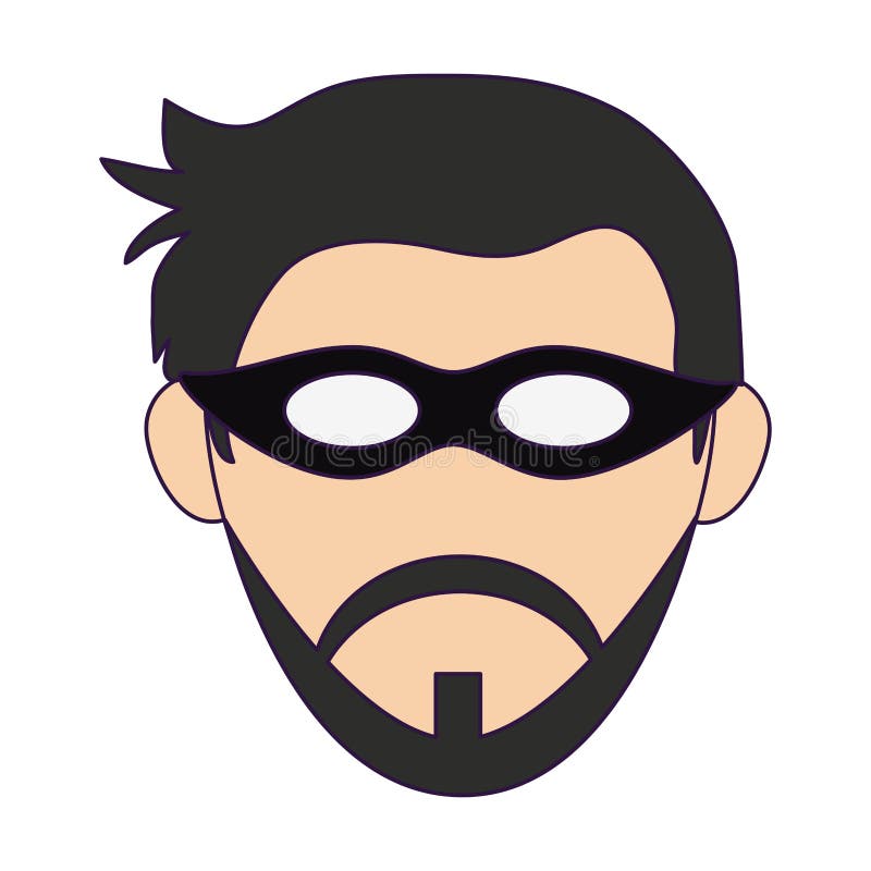 Man Face with Mask and Beard Head Stock Vector - Illustration of ...