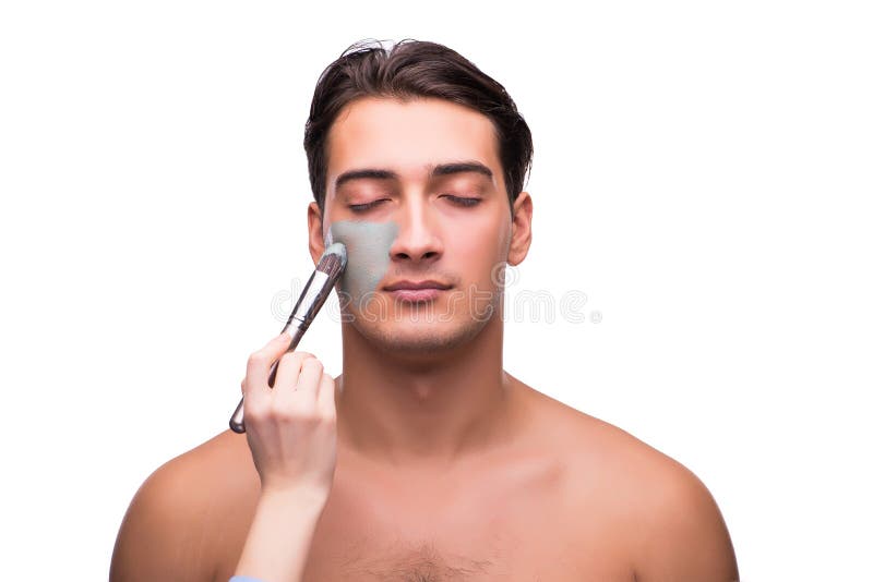 The Man with Face Mask Being Applied on White Stock Photo - Image of ...